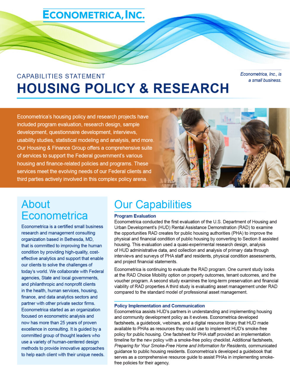 Technical Assistance | Econometrica, Inc.